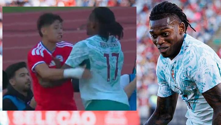 Rafael Leao punches his opponent, gets a red card! Incident from ...